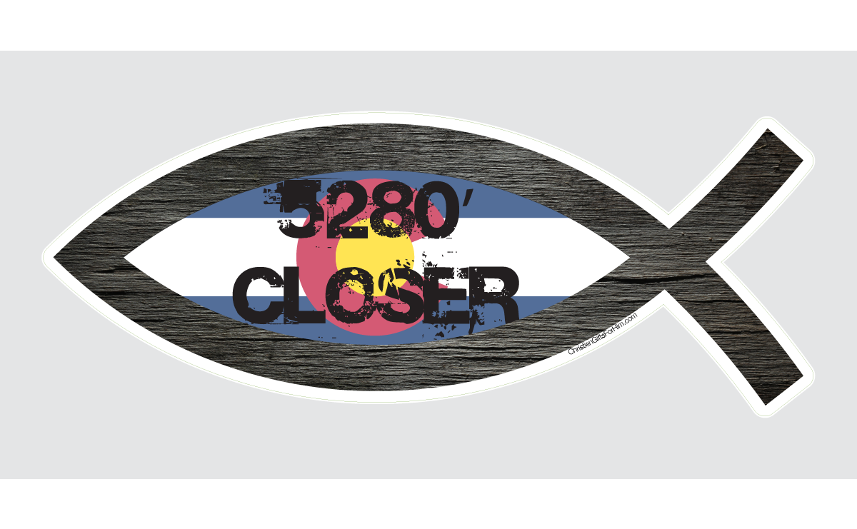 5280' Closer Colorado Christian Fish Sticker | Christian Gifts For Men